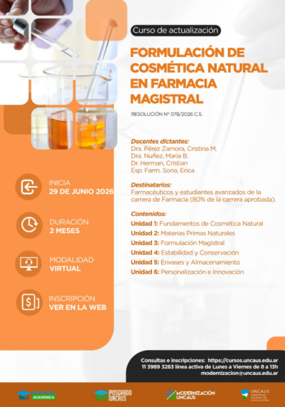 Nuevo Curso en UNCAUS: Formulación de Cosmética Natural en Farmacia ...